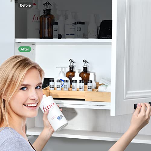 Expandbale Bamboo Countertop Organizer Bin,Counter And Pantry Organization For Kitchen, Bathroom And Dining Room,1 Pack,Natural Color