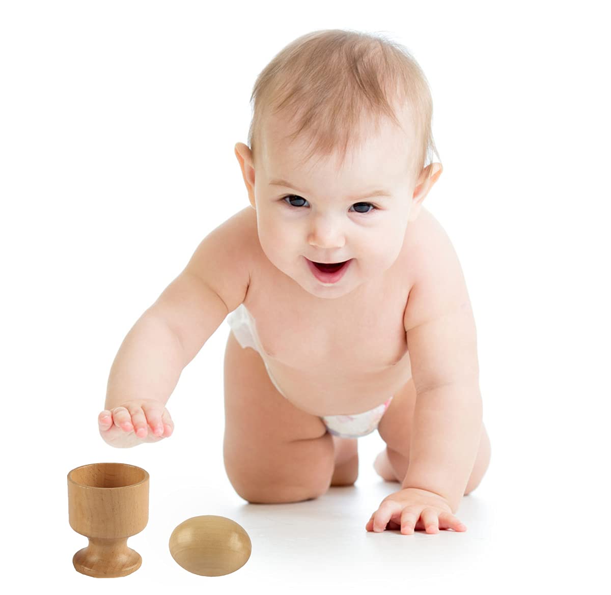 JE JOUE Montessori Materials Wooden Egg with Cup for Toddler Toy