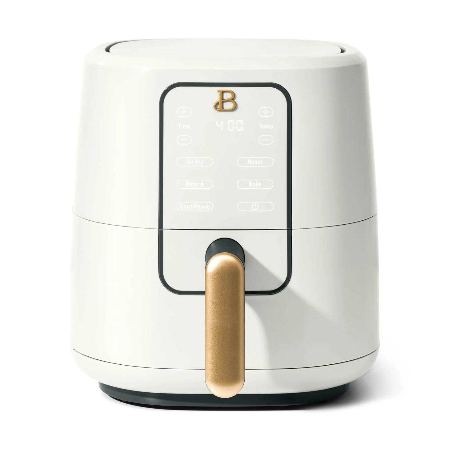 Beautiful Drew Barrymore 3-Quart Digital Air Fryer, TurboCrisp Technology, 4 Presets, 170°F-400°F, Non-Stick, Dishwasher Safe, 1200 Watt. (White Icing)