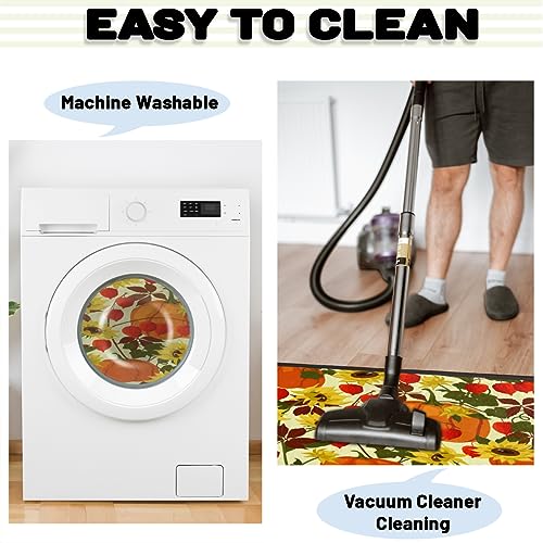 Gublec Sunflower Pumpkins Autumn Kitchen Mats Cushioned Anti Fatigue Kitchen Rugs Non Slip Washable Floor Mats for Home Office Sink Laundry 39 x 20 Inch
