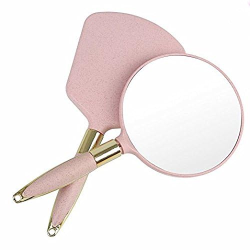 XPXKJ Handheld Mirror with Handle, for Vanity Makeup Home Salon Travel Use (Pink, Square)