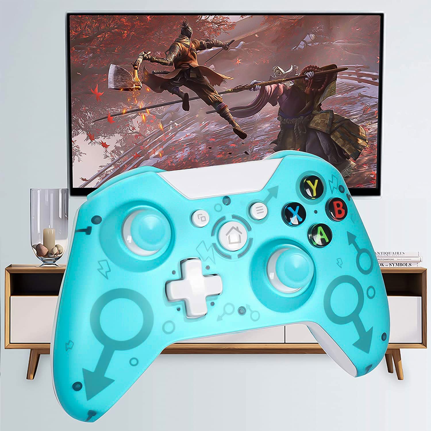 HanSY Wireless Controller for Xbox One, Fit for Xbox Series X/S/Xbox One S/One X/PS3 /One Elite/Windows 7/8/10,Wireless PC Gamepad with 2.4GHZ Wireless Adapter-No Headphone Jack