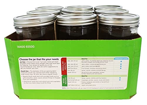 JARDEN HOME BRANDS 1440065500 Ball Wide Mouth Mason Jars, 24 oz(Pack of 9)