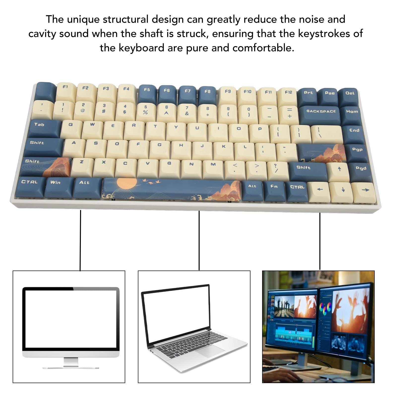 84 Key Mechanical Keyboard, 3 Modes Connection RGB Backlight Wireless Gaming Keyboard for Laptop (Red Switch)