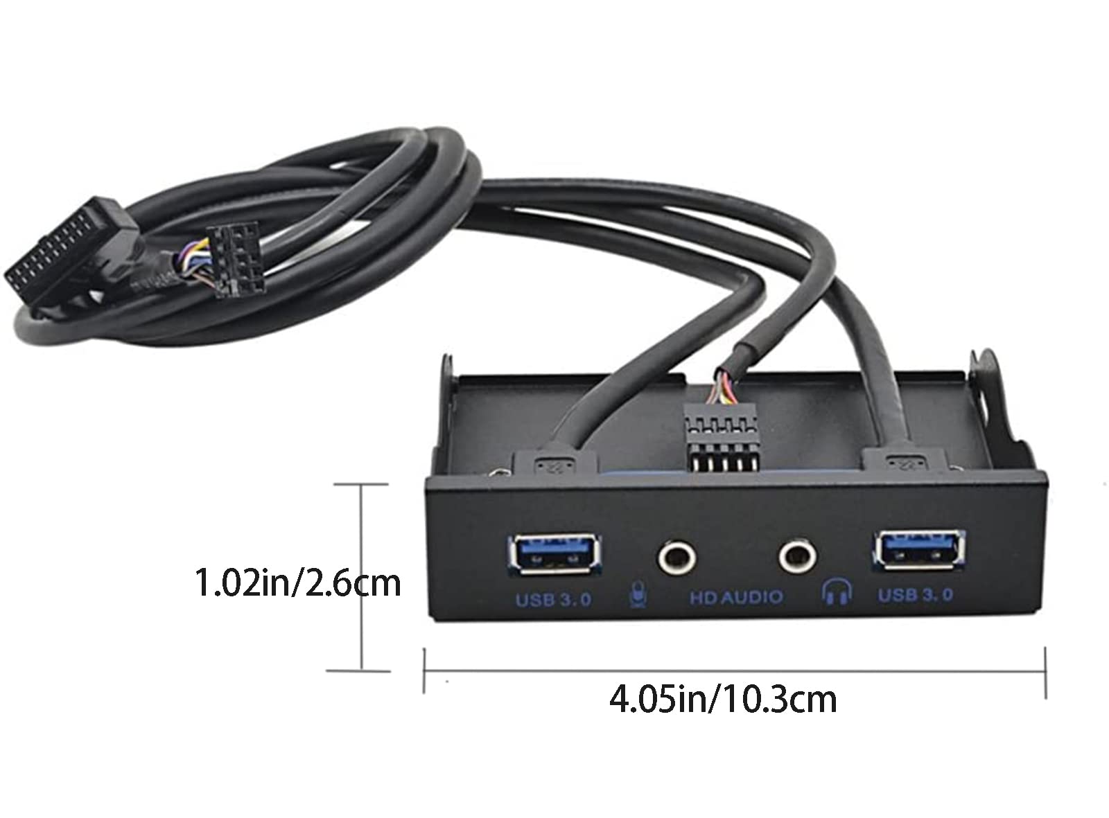 C-Zone 3.5" Floppy Bay High Speed 5 Gbps 20Pin 2 Port USB 3.0 Hub HD Audio 3.5mm Earphone Jack Mic Interface PC Front Panel Adapter