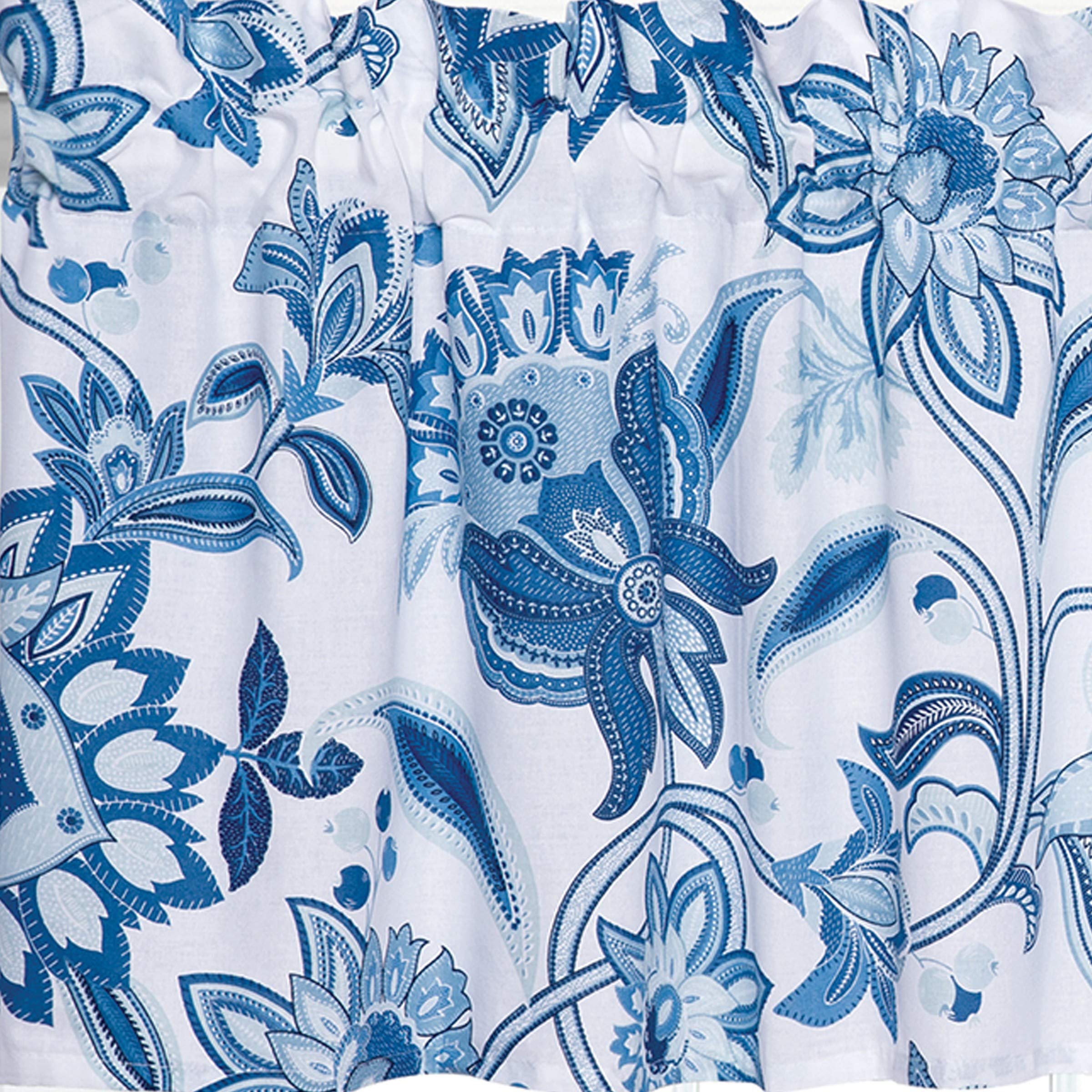 C&F Home Julianna Blue Floral Botanical Garden Spring Summer Cotton Bedroom Guestroom Premium Window Valance Valance Blue