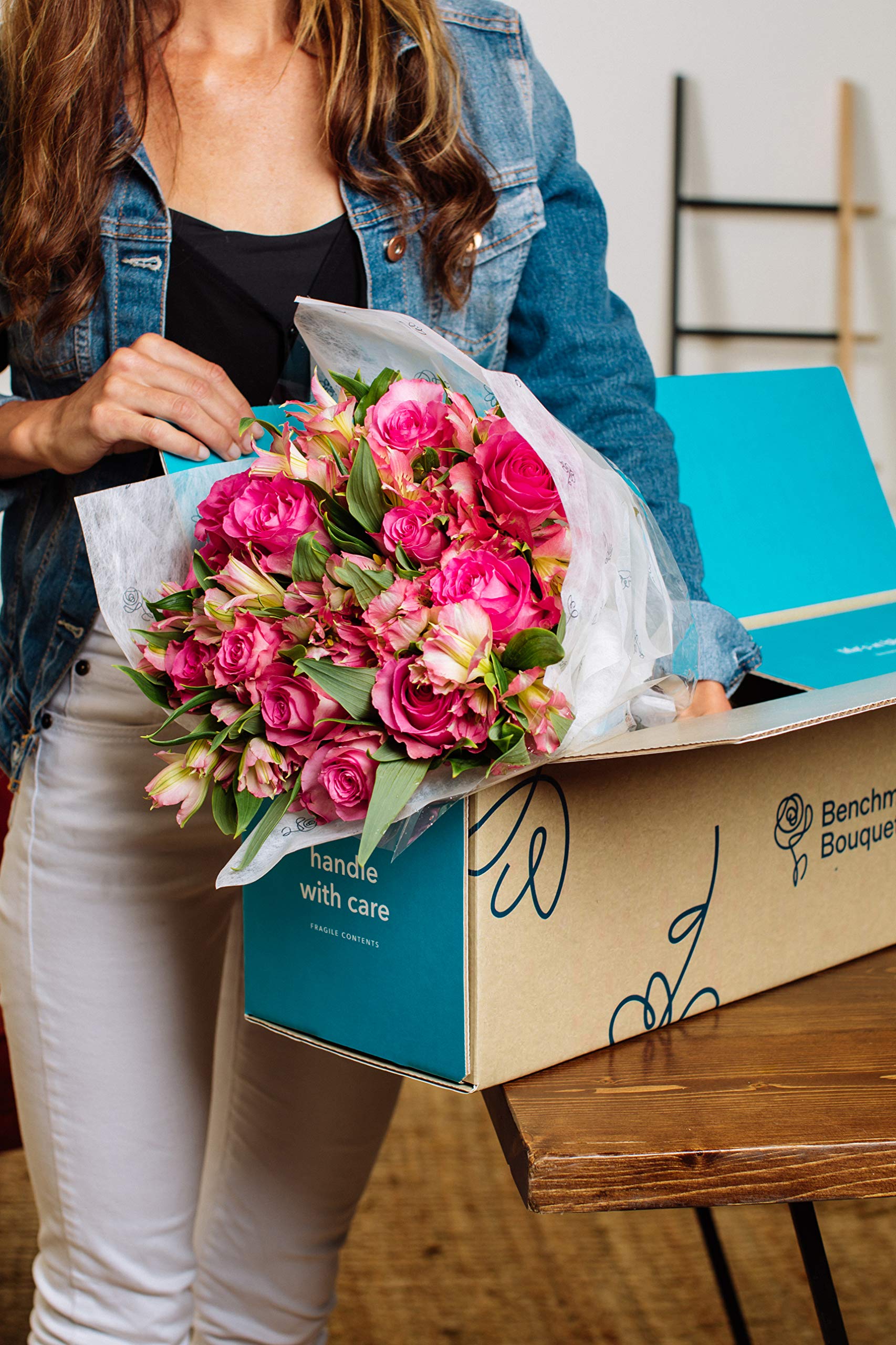 Benchmark Bouquets Charming Roses & Alstroemeria, Next Day Prime Delivery, Fresh Cut Flowers, Gift for Anniversary, Birthday, Congratulations, Get Well, Home Decor, Sympathy, Easter, Mother's Day