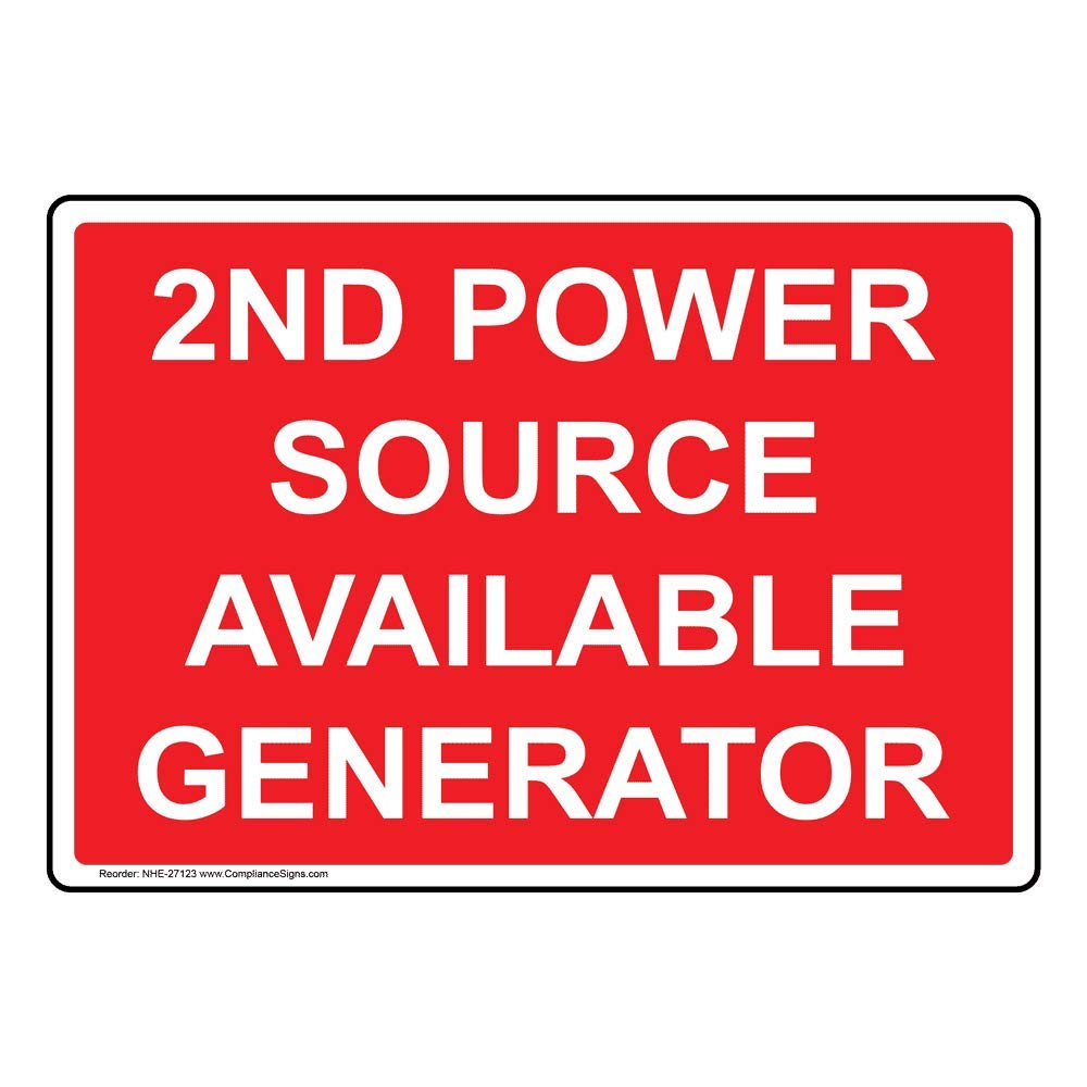 ComplianceSigns.com 2Nd Power Source Available Generator Label Decal, 5x3.5 in. 4-Pack Vinyl for Electrical