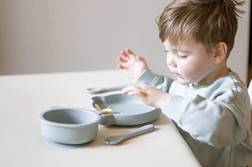 Ullabelle Kids Silicone Animal Suction Plate, Suction Baby Bowl & Baby Spoons for Toddlers (Pink)