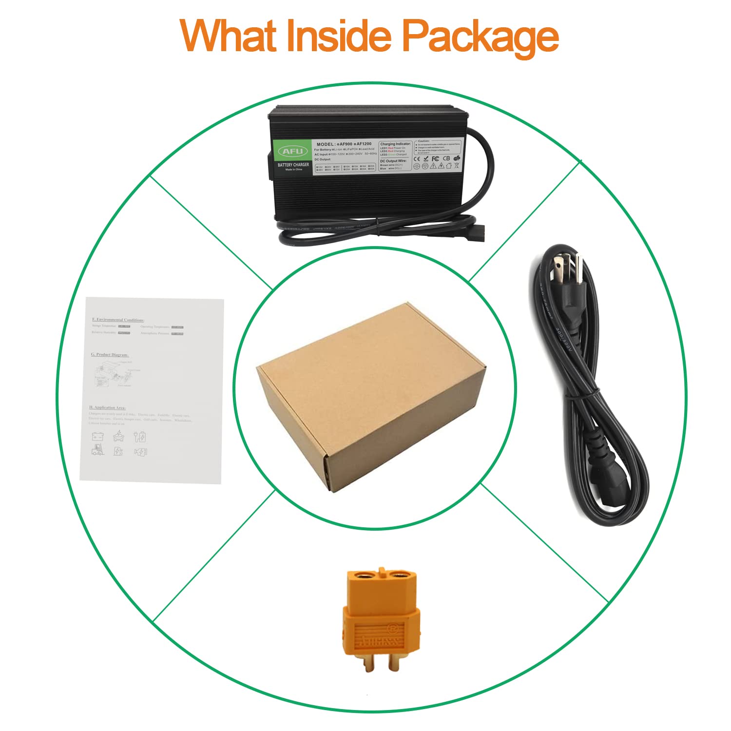 84V 10A Li-ion Battery Charger Black Aluminum Case Safe and Durable Used for 20S 72V Lithium Battery Smart Charger DC Output XT60 Male Connector