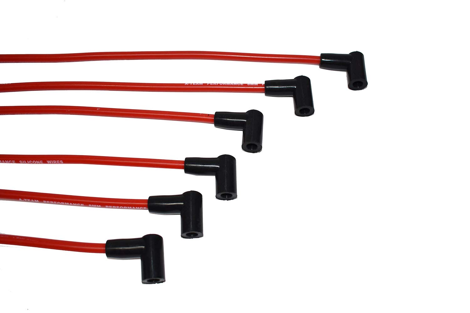 A-Team Performance - Set of 6 Cylinder 8.0mm Red Silicone Durable Two-Layered Silicone Coating Spark Plug Wires 4.3 Vortec - Compatible with GMC Chevy 230, 250, 292, 350