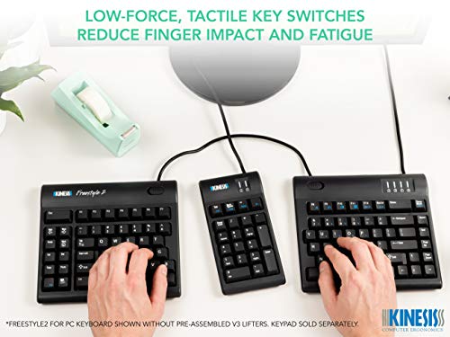 KINESIS Freestyle2 USB-C Ergonomic Keyboard w/ VIP3 Lifters for PC (9" Separation) (KB820PB-US)