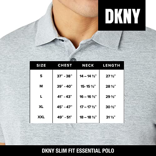 DKNY Men’s Polo Shirt – Cotton Mens Short Sleeve Polo Shirts | No Curl Collar Quick Dry Regular Fit Moisture-Wicking Golf Shirt for Men (Sizes: S-2XL) Heather Grey