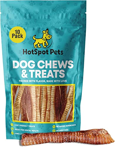 hotspot pets Premium 12'' Beef Trachea for Dogs Large - All Natural Long Lasting Dog Chews Rich in Glucosamine & Chondroitin 100% Beef Chews Single Ingredient Grass Fed Dog Treats
