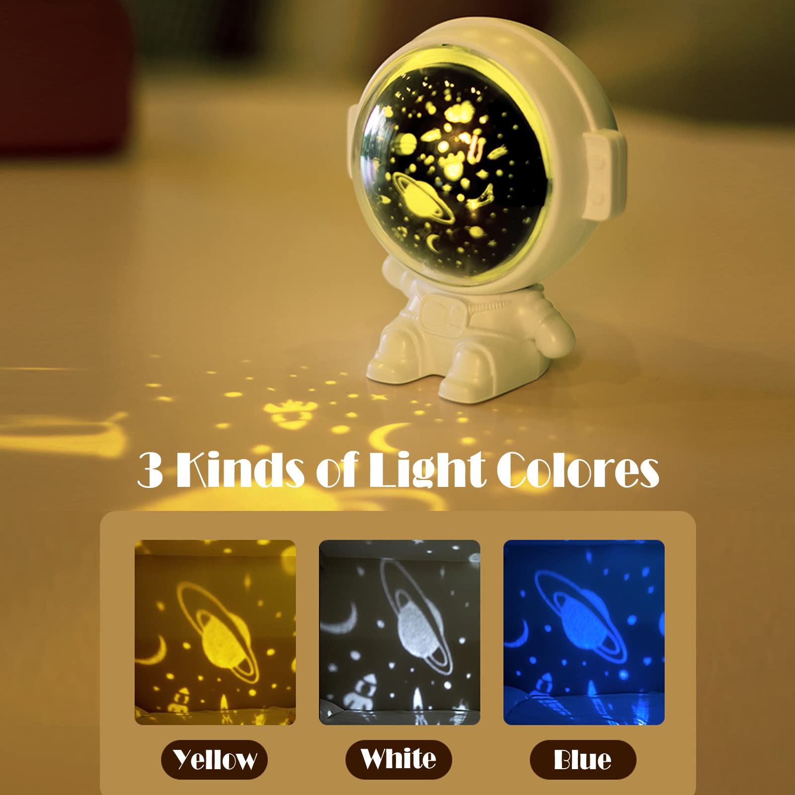 Astronaut Buddy Galaxy Star Projector Spaceman Room Ceiling Aesthetic Decor Starry Night Light Lamp Gifts with Bedroom Lullaby Music Function for Kids,Boys,Girls,Solar System Space Lovers (White)