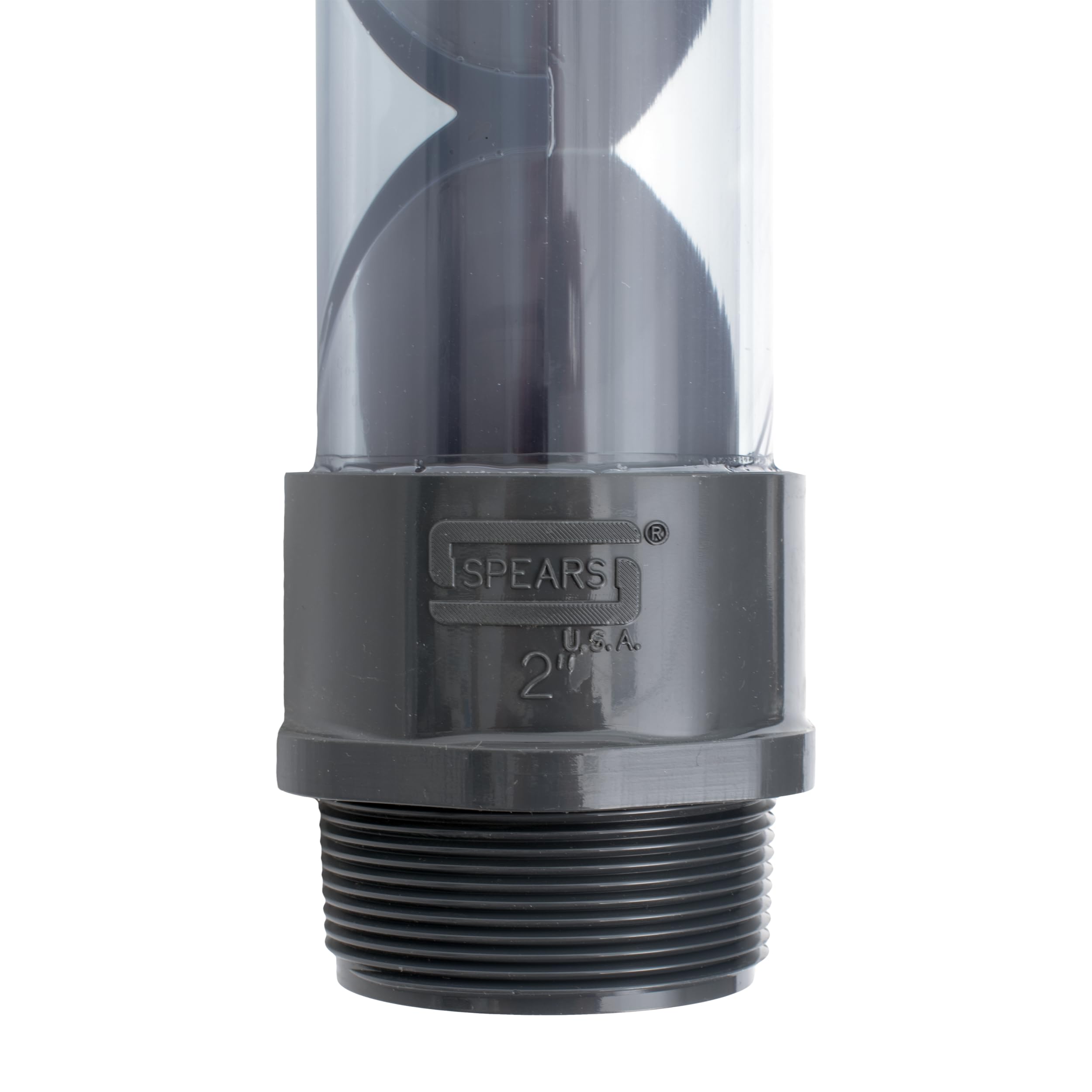 Koflo 2-40C-4-6-2 Clear PVC Schedule 40 Pipe Static Inline Mixer; 2" NPT(M), 6 Elements