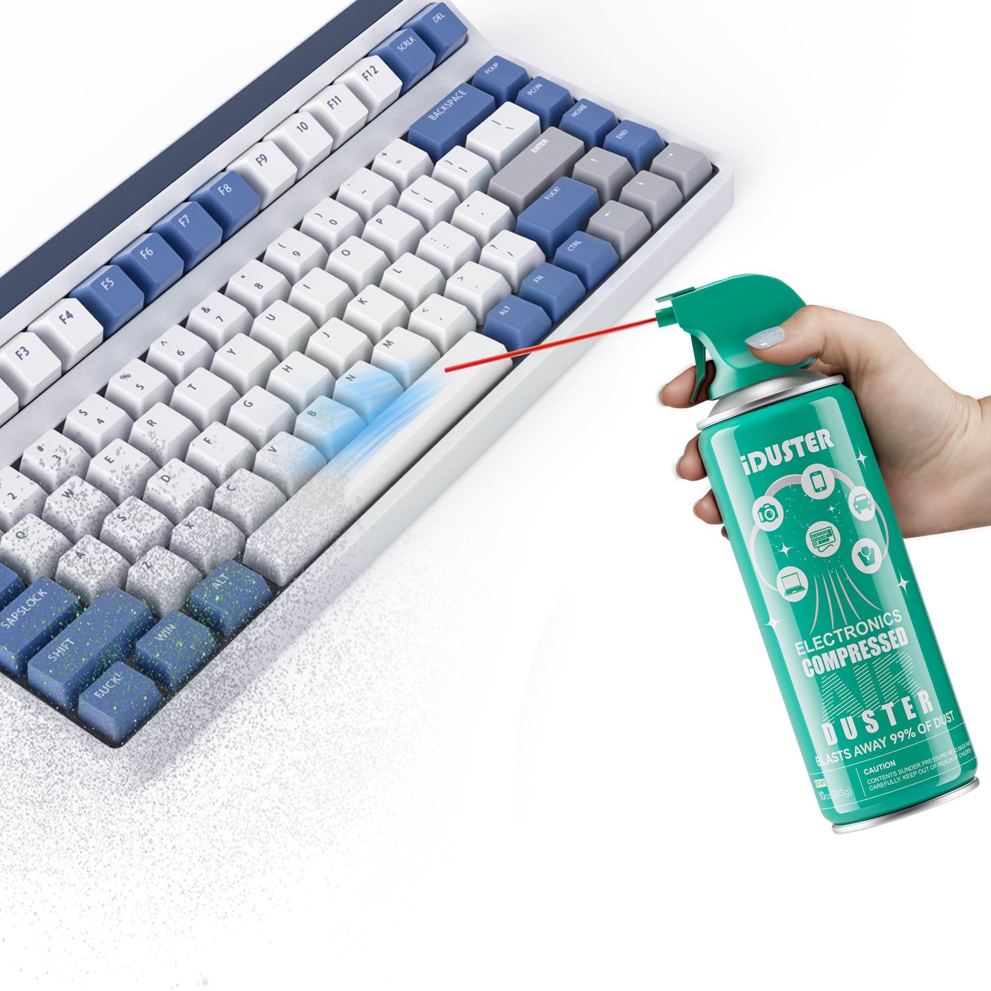Compressed Air Duster Cleaner for Keyboard - iDuster Air Cans for Cleaning Dust, Hairs, Crumbs, Scraps for Laptop Computer Jewelry Camera, 3 Packs