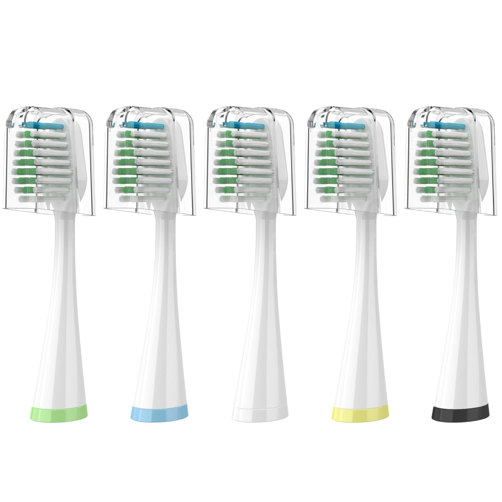 Replacement Brush Heads for Smile Bright Platinum Sonic Electric Toothbrush, Soft Bristles, 5-Pack, with Covers