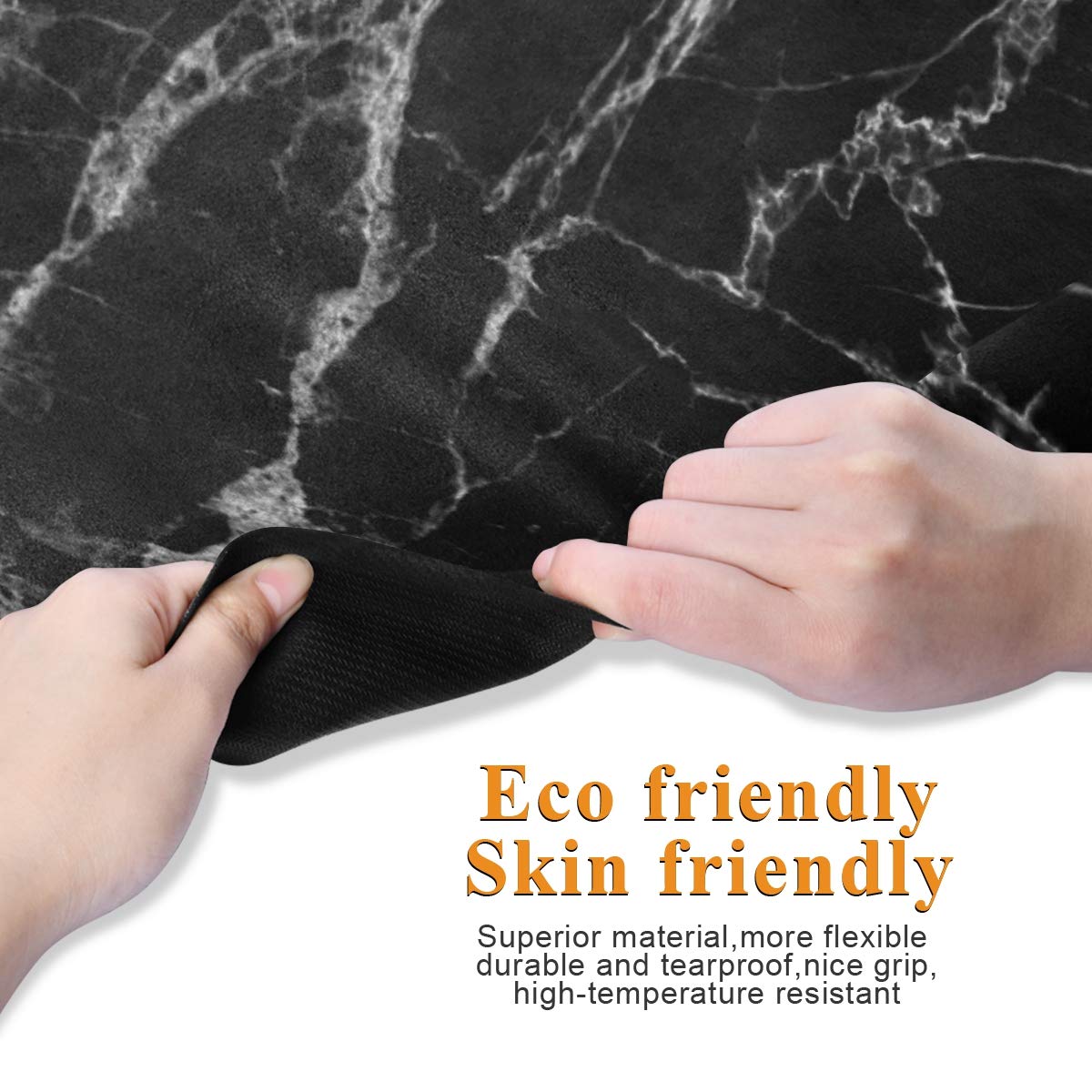 Aflyko Marble Black Yoga Mat Workout 1-mm Thick Fitness Mats for HIIT Pilates Cardio Exercises 71" × 26"