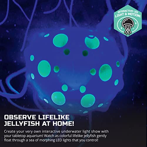 Discovery #Mindblown Jellyfish Aquarium Color-Morphing Lamp with 15 Light Options and Remote Control, Educational Biology Themed Bedroom Light for Kids & Adults Ages 8 and Up