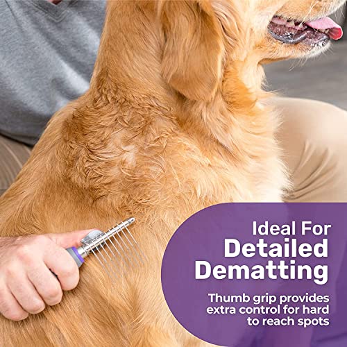 Hertzko Pet Dematting Comb for Dogs Cats - Undercoat Rake Grooming Brush with Safety Edges - Deshedding Tool Great for Cutting and Removing Dead, Matted, or Knotted Hair - Shedding Combs for Pets