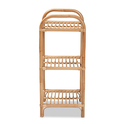 Bali & pari Barras Modern Bohemian Natural Rattan 3-Tier Display Shelf