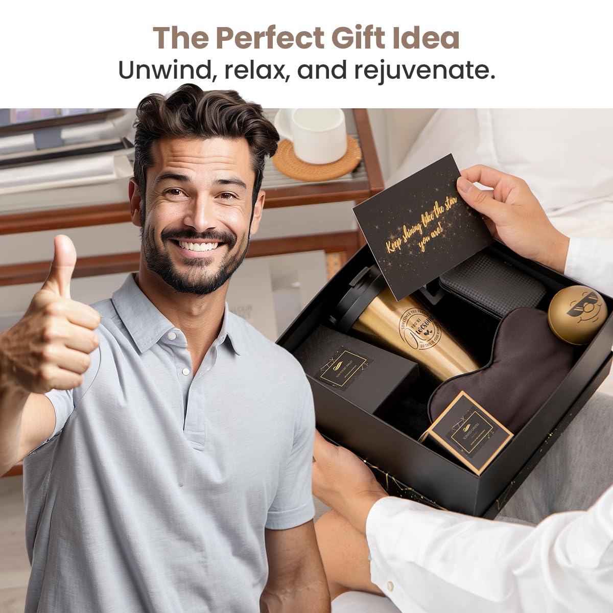 Joyinside Ultimate Men’s Relaxation Gift Set Get Well Soon Gift Basket – Care Package for Men after surgery, Birthday Gifts Box for Men Dad Brother Unique Gift set ideas for him.