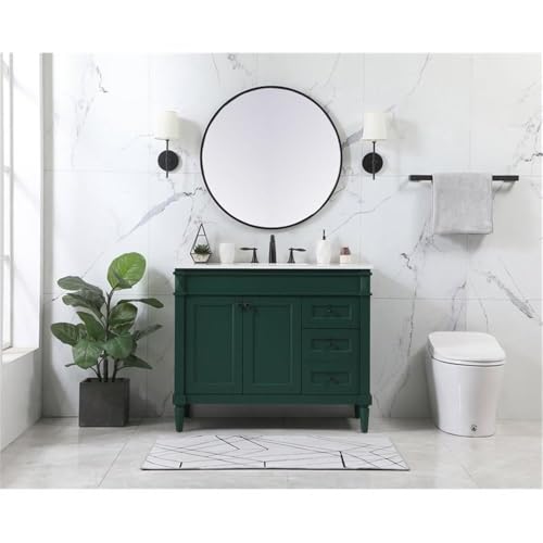 Elegant Decor Indoor Modern Under Sink Bathroom Fixtures Storage Organizer Cabinet 42 inch Single Bathroom Vanity - Green
