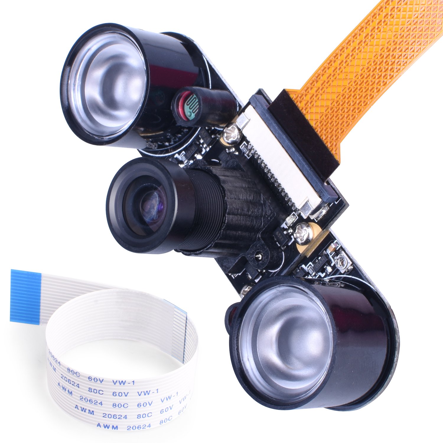 kuman for Raspberry Pi Camera Module 5MP 1080p OV5647 Sensor HD Video Webcam Night Vision for All Vision Raspberry Pi Model B/B+ A+ RPi 4/3/ 2/1 /Zero/Zero W with FFC/FPC Cable SC15-1