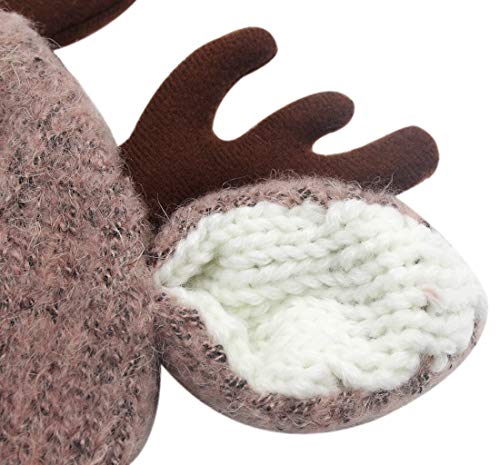 Cute Reindeer Antlers Baby Beanie Soft Warm Crochet Knitted Hat for Toddler Girls Boys Pink