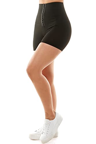 EttelLut - Enhanced Tummy Control Shapewear Shorts for Women - Body Shaper Waist and Thigh Slimmer Trainer - 3 Hook Closure - Perfect for Everyday, Yoga and Workout - Black Large