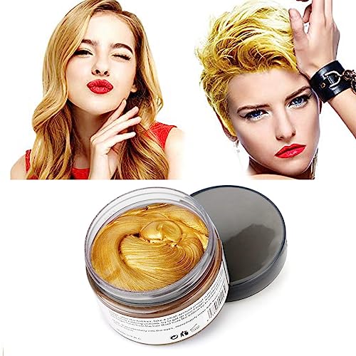 Gold Temporary Hair Wax Color,Natural Hairstyle Wax for Men and Women Party Cosplay ,Temporary Hair Color Dye for Girls Kids (Gold)