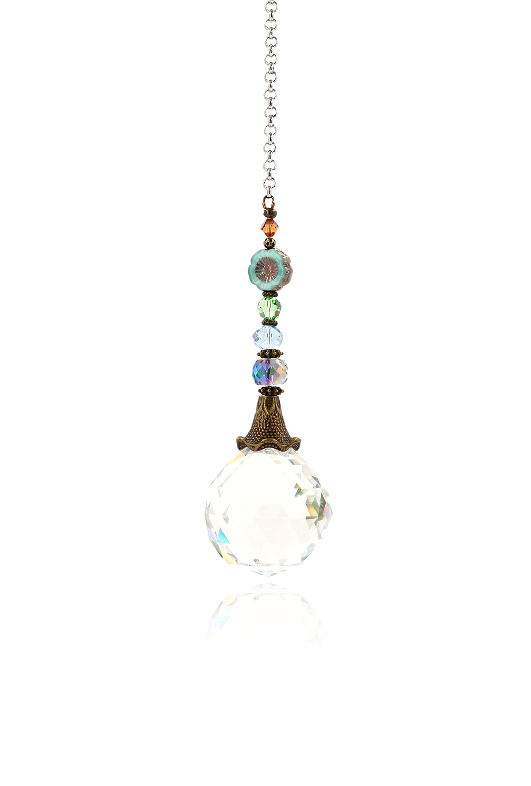 Elegant Handmade Crystal SunCatcher (40mm) Crystal Hanging for Windows, Garden, Gift, Family, Friends, Mom, Aunt, Grandma (Qty of 1, Length: 18 inches) | 2 Dirty Birds Boutique