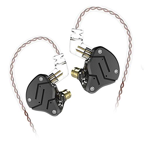 KZ ZSN Earphone in Ears Monitor with 1BA and 1DD, KZ High Fidelity in Ear Headphone Earbuds with 0.75mm 2 pin Cable, 1 Dynamic and 1 Balanced Armature Driver KZ Headphone (Black, NO Mic)
