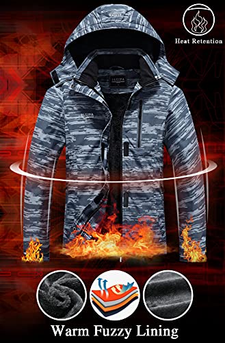 DLGJPA Women's Mountain Waterproof Ski Jacket Detachable Hood Windproof Rain Winter Warm Snow Coat