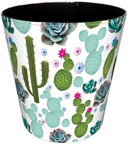 HMANE Wastebasket, 4.5L British Style Trash Bin Household Uncovered Garbage Can Wastebasket - (Cactus-1 Pattern)