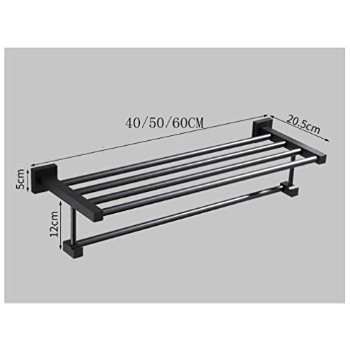 ZJYWMM Fast Drying Adhesion Easy to fit Bath Towel Easy tSpace Aluminum Black Paint Double-Layer Multi-bar with Storage Platform Multifunctional Hotel Kitchen Wall-Mounted Towel Rack-Leng