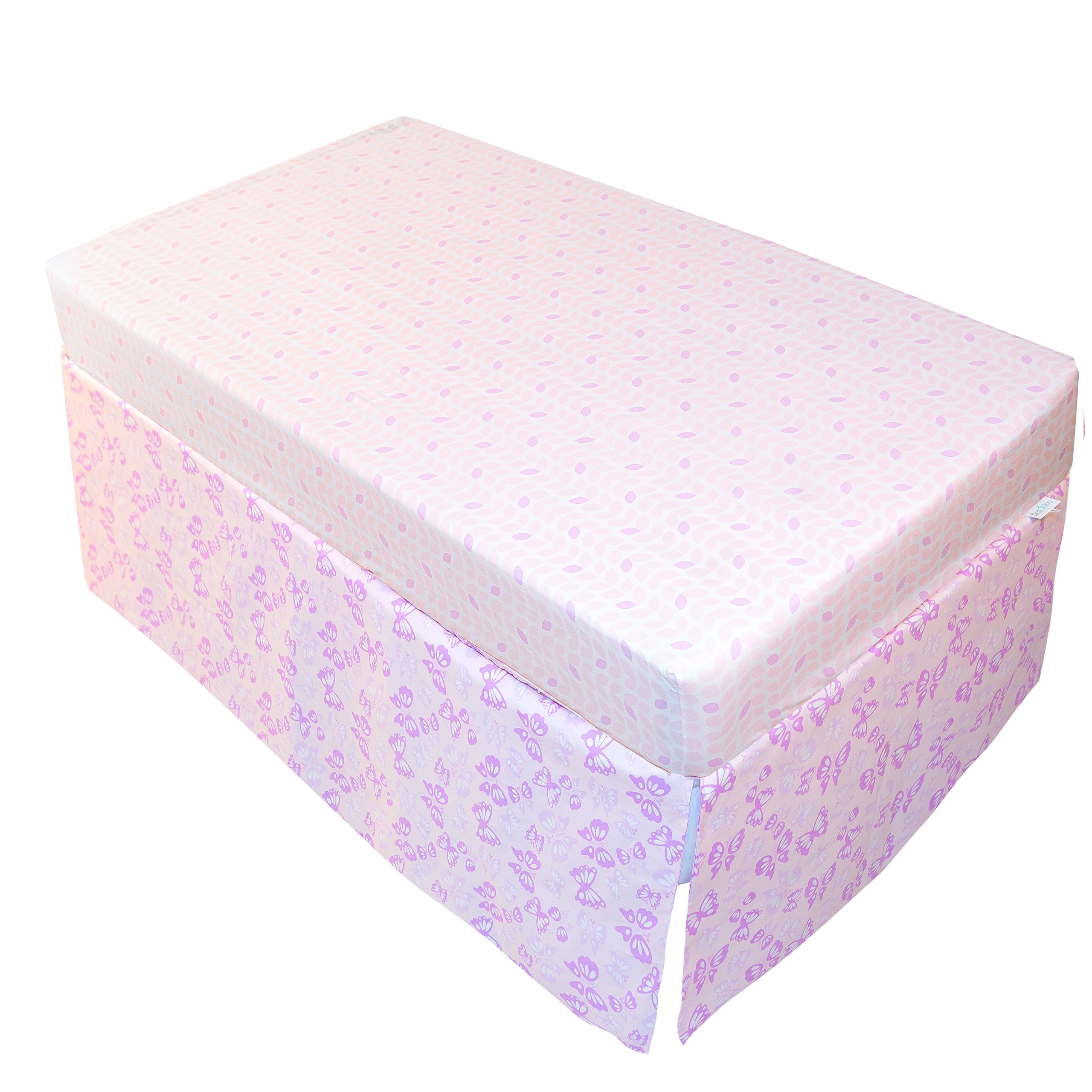 Kushies Baby Ben & Noa Percale Crib Skirt, Pink Butterfly