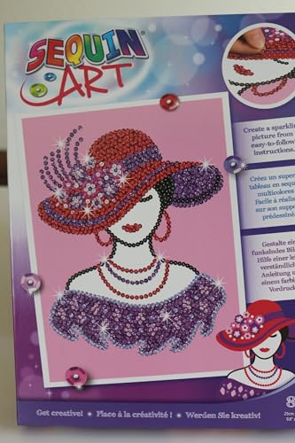Distribution Solutions Sequin Art Purple Red Hatter, Sparkling Arts and Crafts Kit; Creative Crafts for Adults and Kids