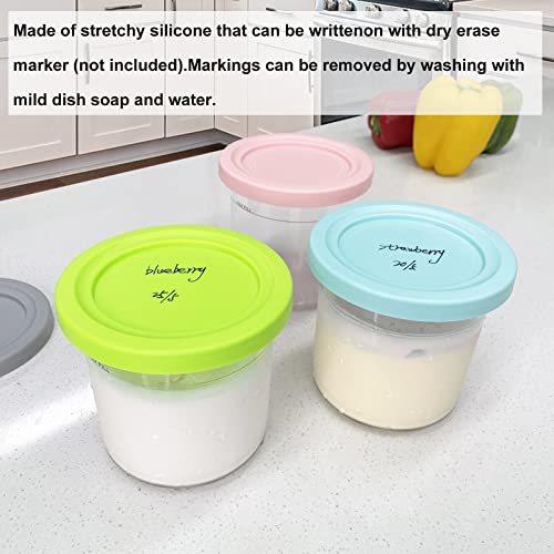 CUTIECLUB 4PCS Ice Cream Pints Containers and Lids for Ninja Creami, Ice Cream Storage Containers Compatible with NC301 NC300 NC299AMZ Series Creami Ice Cream Makers