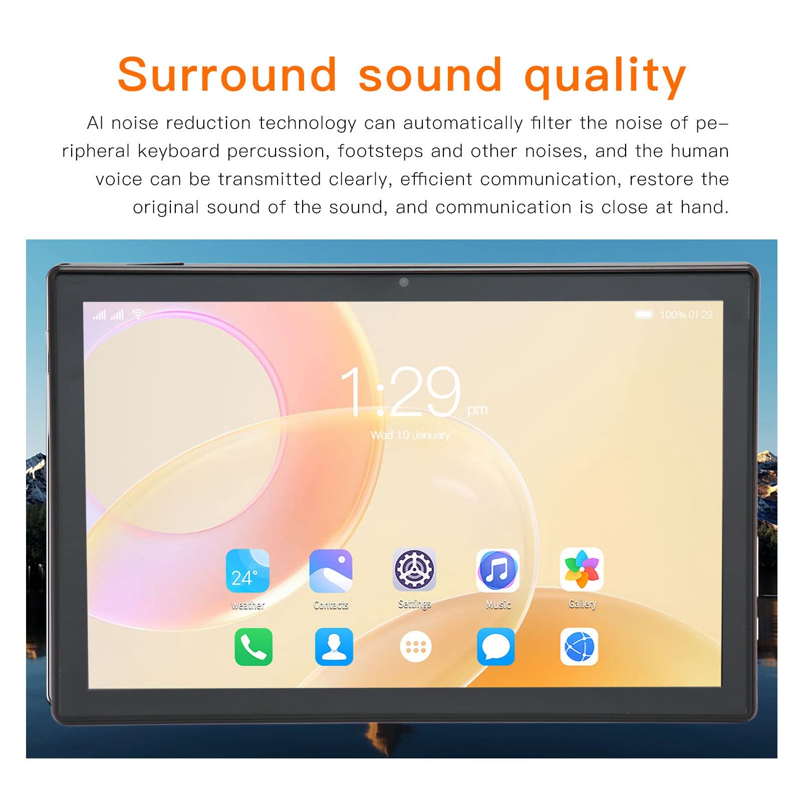 Airshi Student Tablet Office Tablet Black Dual Camera 10 Inch IPS Octa Core CPU for Gaming (US Plug)