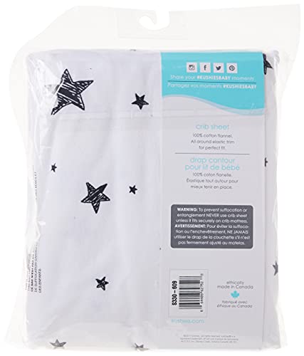 Kushies Crib Sheet Flannel Scribble Stars Black & White (S330-609)