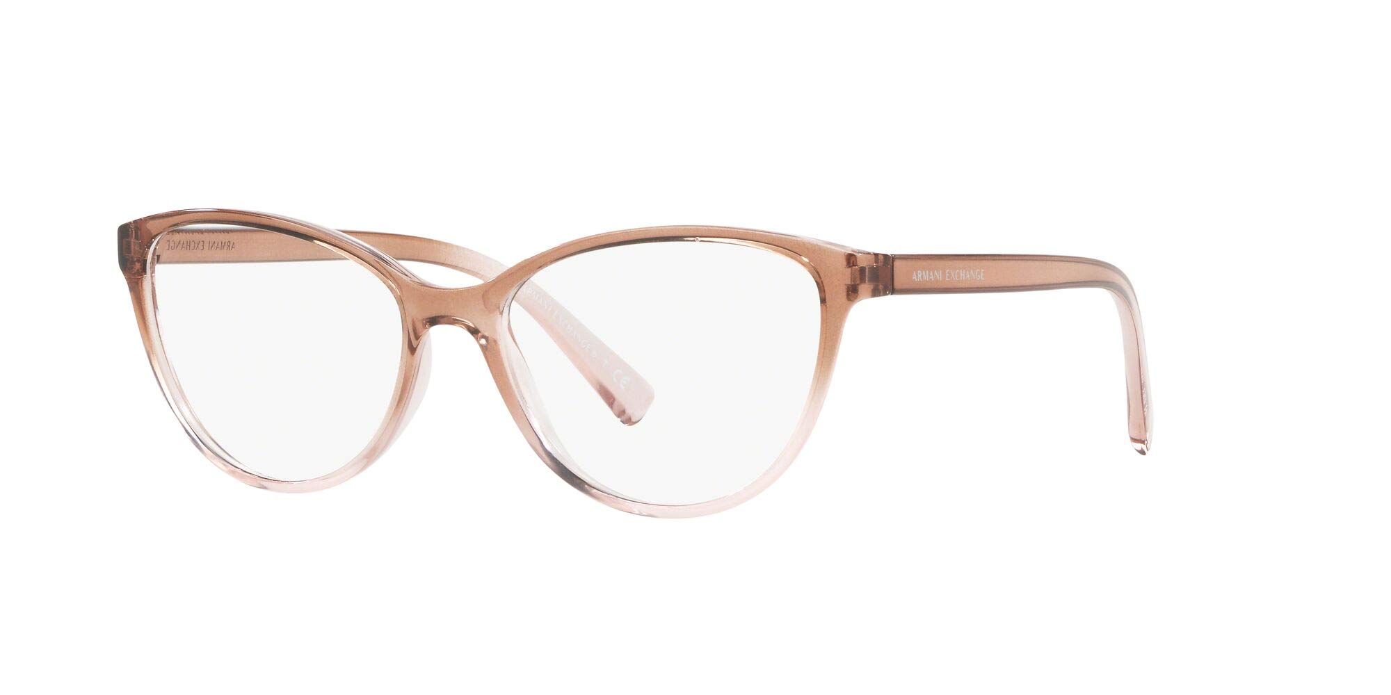 A|X ARMANI EXCHANGE Women's AX3053 Square Prescription Eyeglass Frames, Transparent Tundra/Rose/Demo Lens, 53 mm