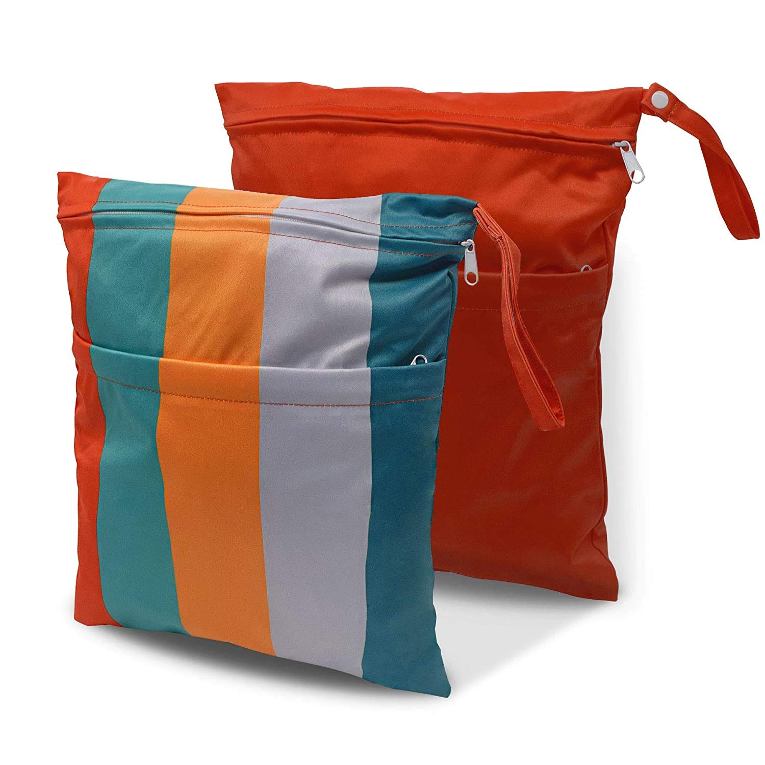 Wet Dry Bags for Diaper Bag - 2 Pack Washable Waterproof Reusable Pouch with Zipper Pocket for Cloth Diapers, Swimsuits, Pool, Beach, Dirty Clothes, Travel, Gym, Yoga Baby Stroller, Breast Pump Parts