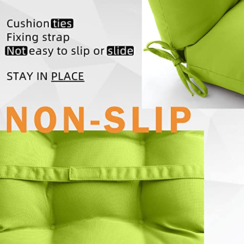 FILUXE Chair Pads, Seat/Back Patio Cushions - Waterproof Solid Tufted Pillow, Indoor/Outdoor Pads with Ties, Fade-Resistant & Seasonal All Weather Replacement (Green, 1)