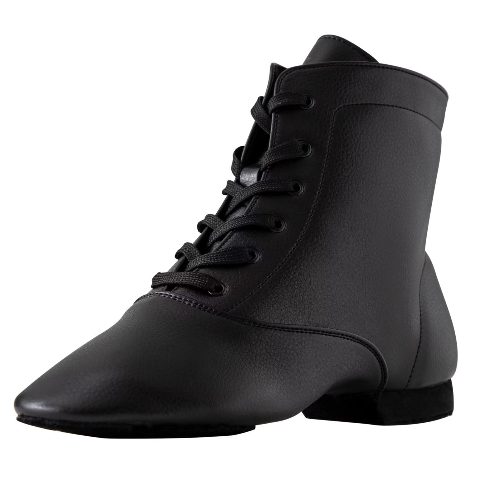 ARCLIBER Jazz Dance Boots for Women and Men's Lace Up Jazz Dance Shoes PU Leather, Black-9.5US