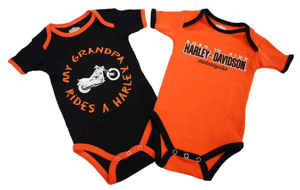 Harley-Davidson Baby Boys' Grandpa Rides A Harley Creeper 2-Pack 1153044 (3/6M) Orange