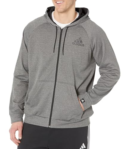 adidas Men's Game and Go Full Zip Hoodie, Solid Grey, Small