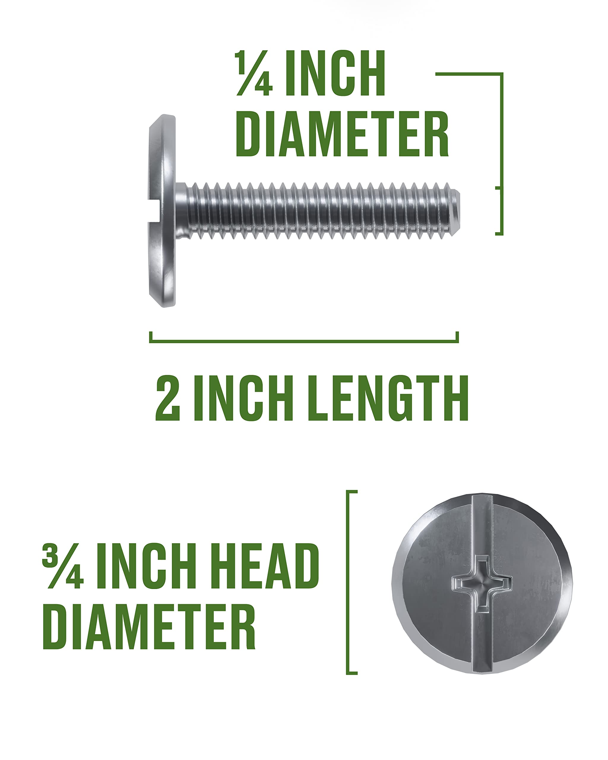 Hillman Combo Sidewalk Bolt, Hurricane Hardware, 100 Pieces, Rust-Resistant, Durable, Truss Head, (1/4" x 2") Stainless Steel (831494)