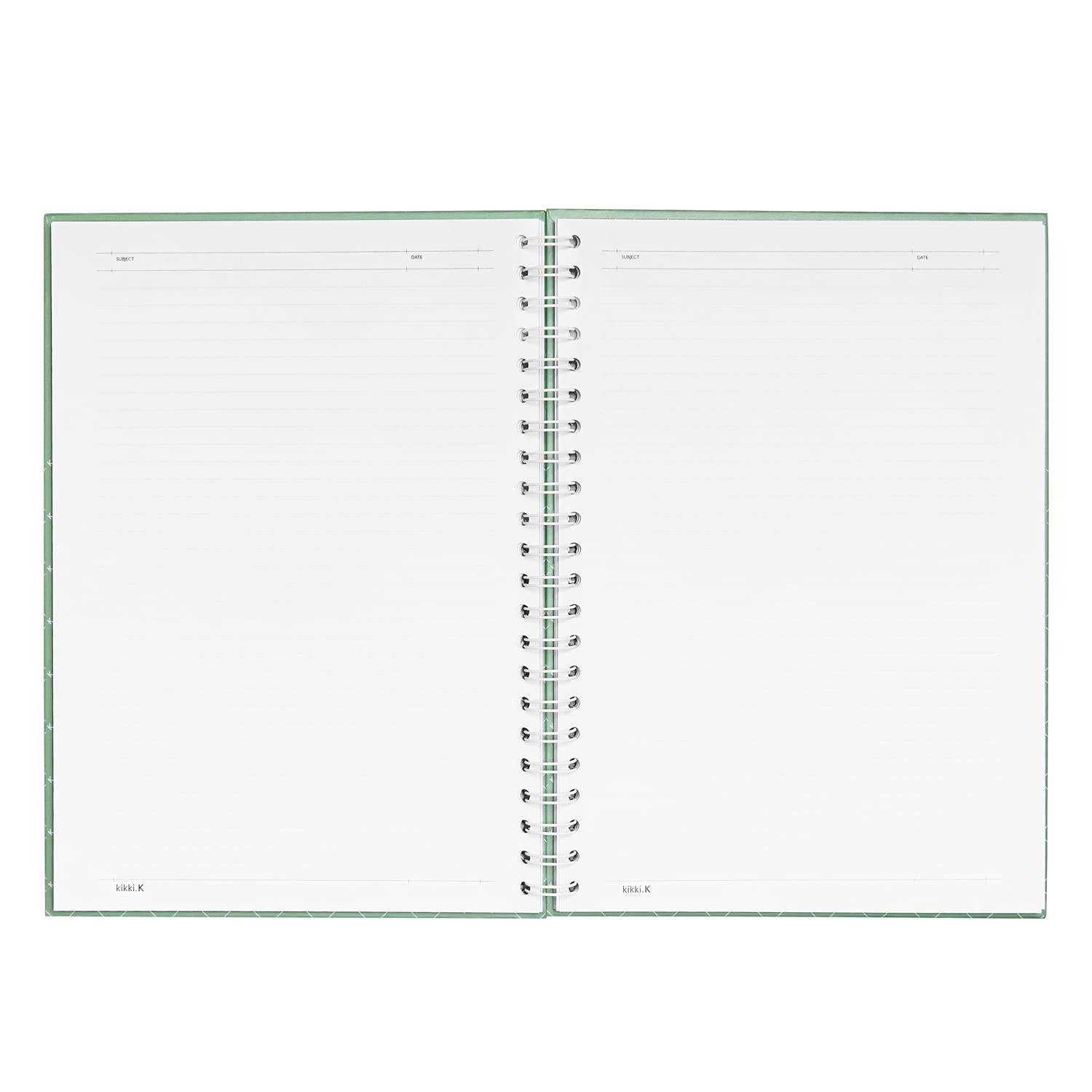 A4 Spiral Coiled Lined Everything Notebook - Thyme: Essentials. 152 Pages of Quality Lined Paper. Subject and Date Headers. Sturdy Hardcover Front and Back Designed by kikki.K